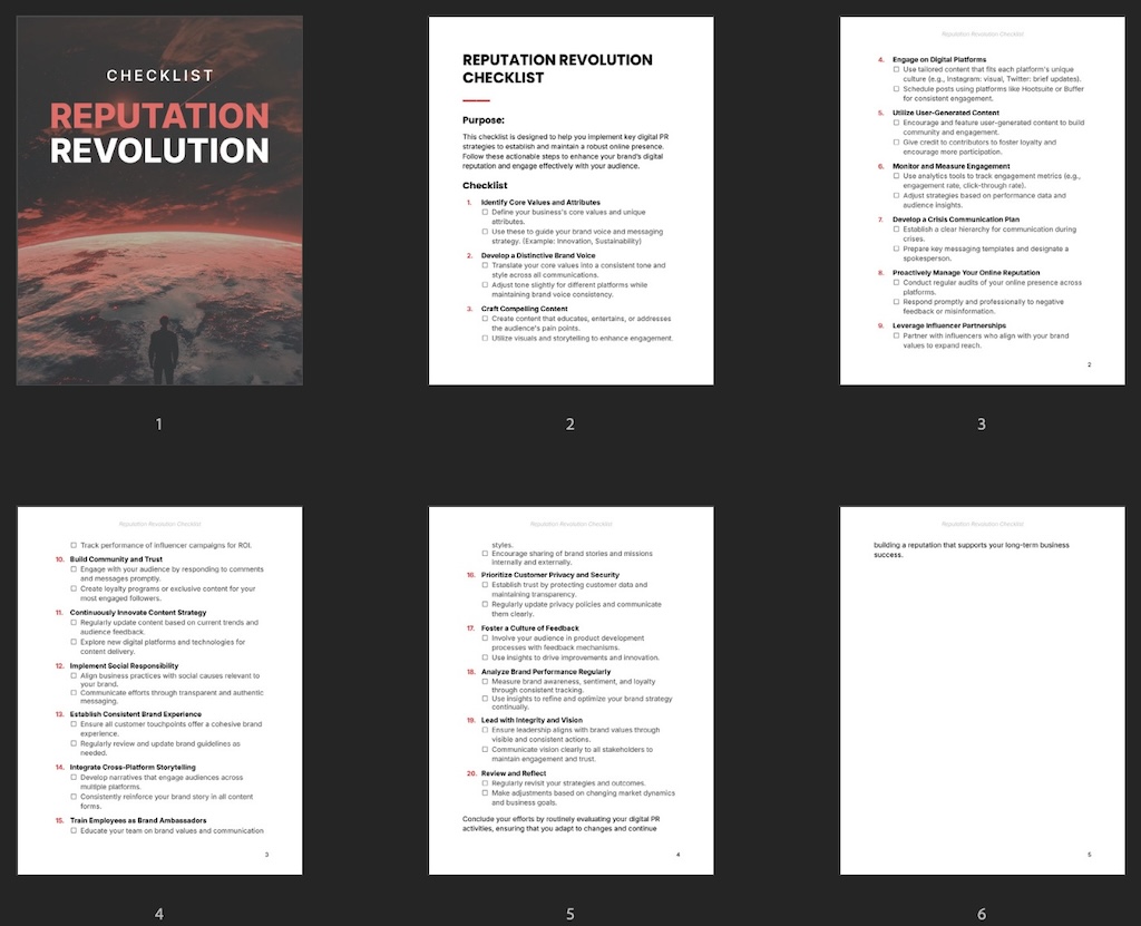Reputation Revolution - Checklist | Entrepedia
